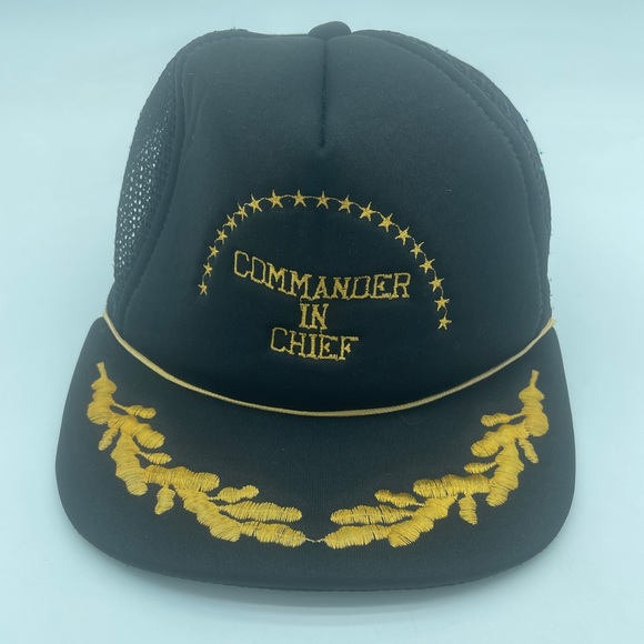 Accessories | Rare Black Vintage Commander In Chief Gold Leaf Mesh Cap ...